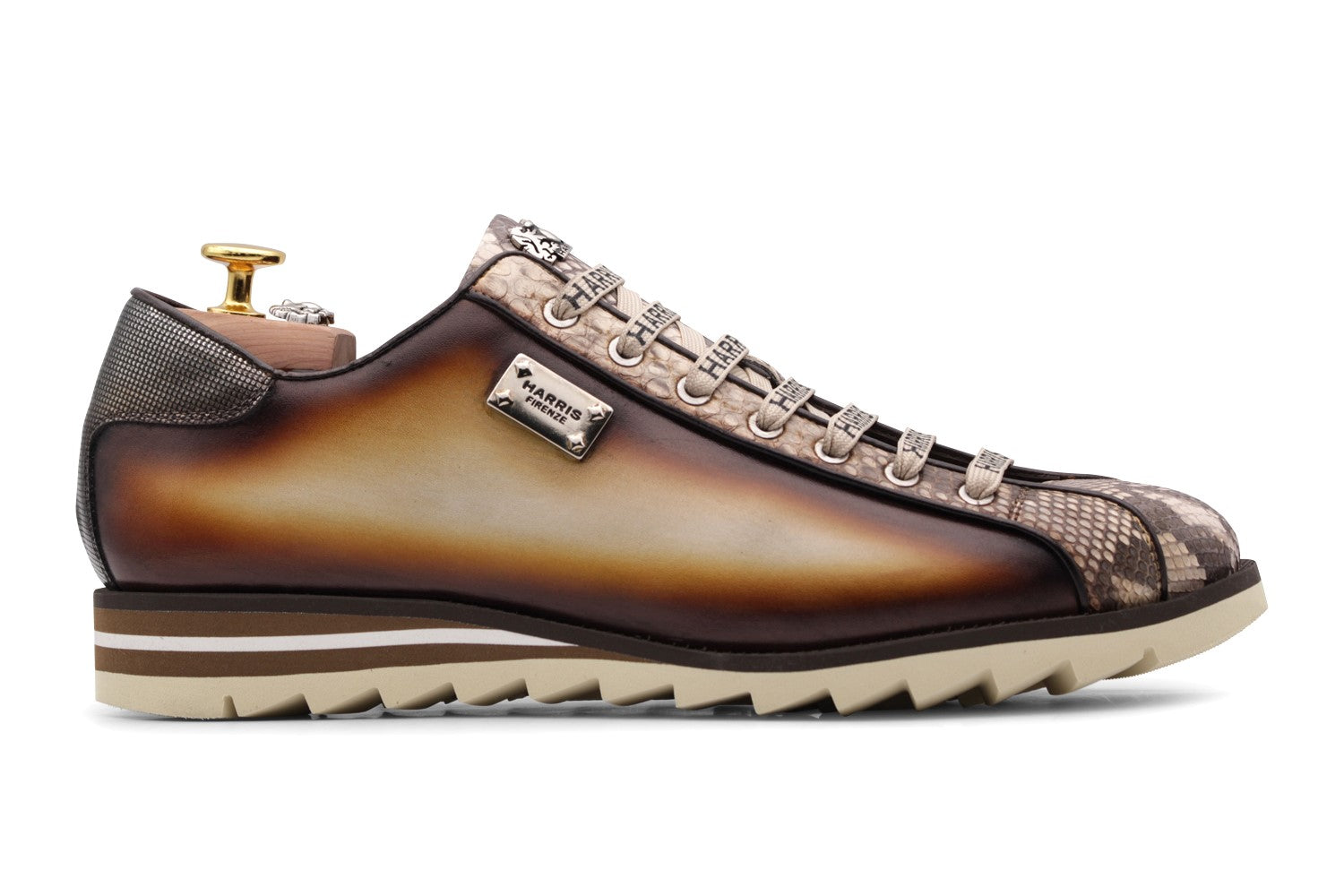 Hand-shaded python and calf leather sneakers – Harris Shoes 1913
